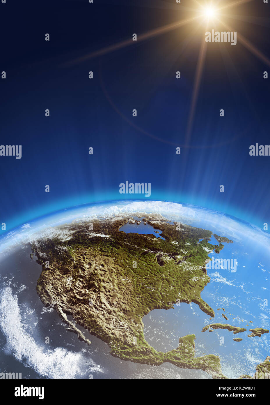 USA from space 3d rendering Stock Photo - Alamy