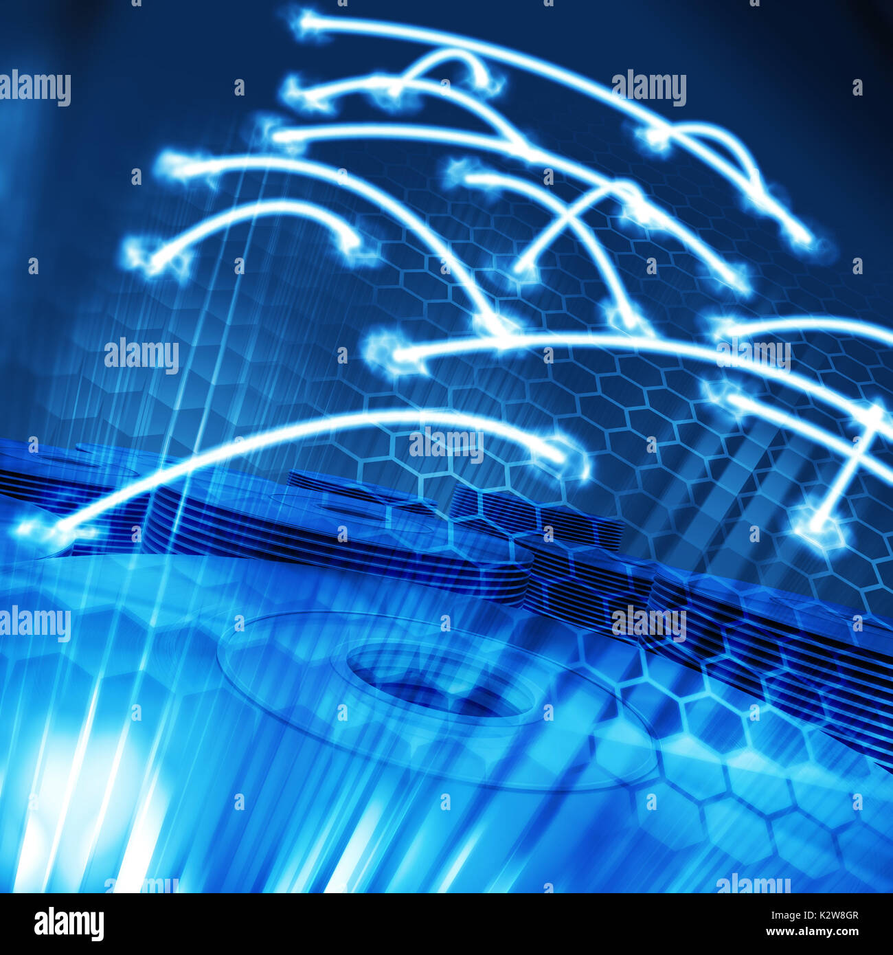 Hexagon network graphic background 3d rendering Stock Photo - Alamy