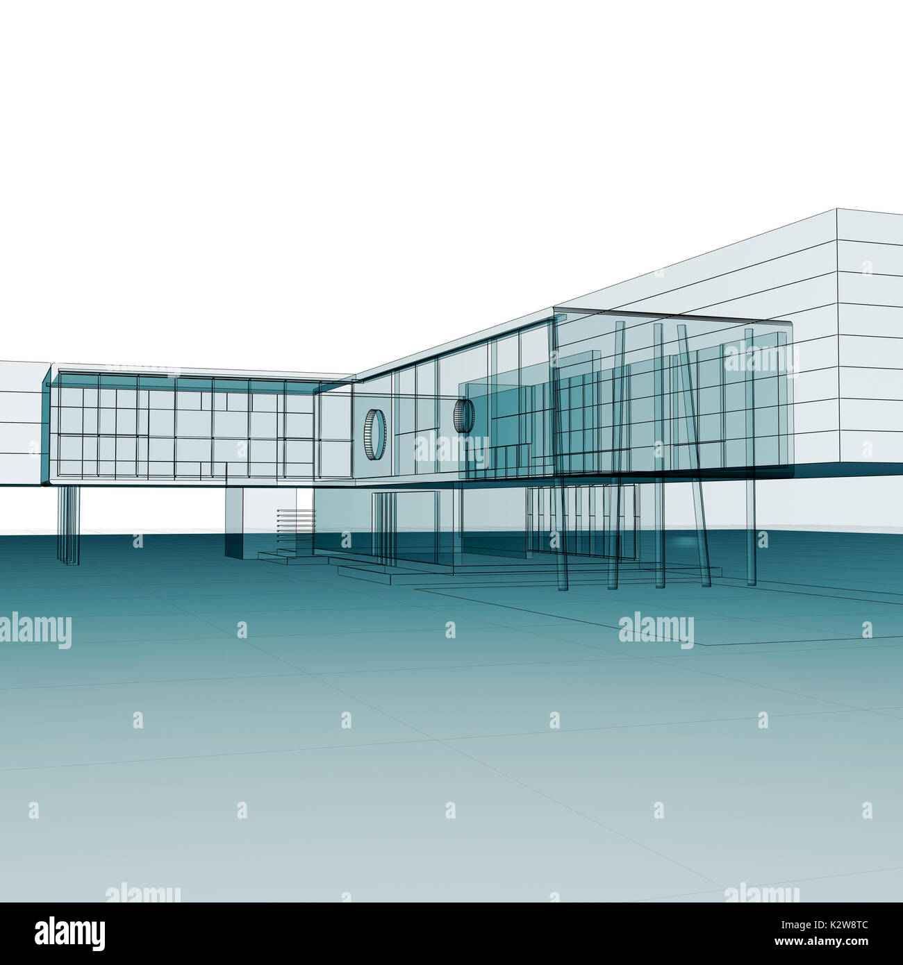 Blueprint on white 3d rendering Stock Photo - Alamy