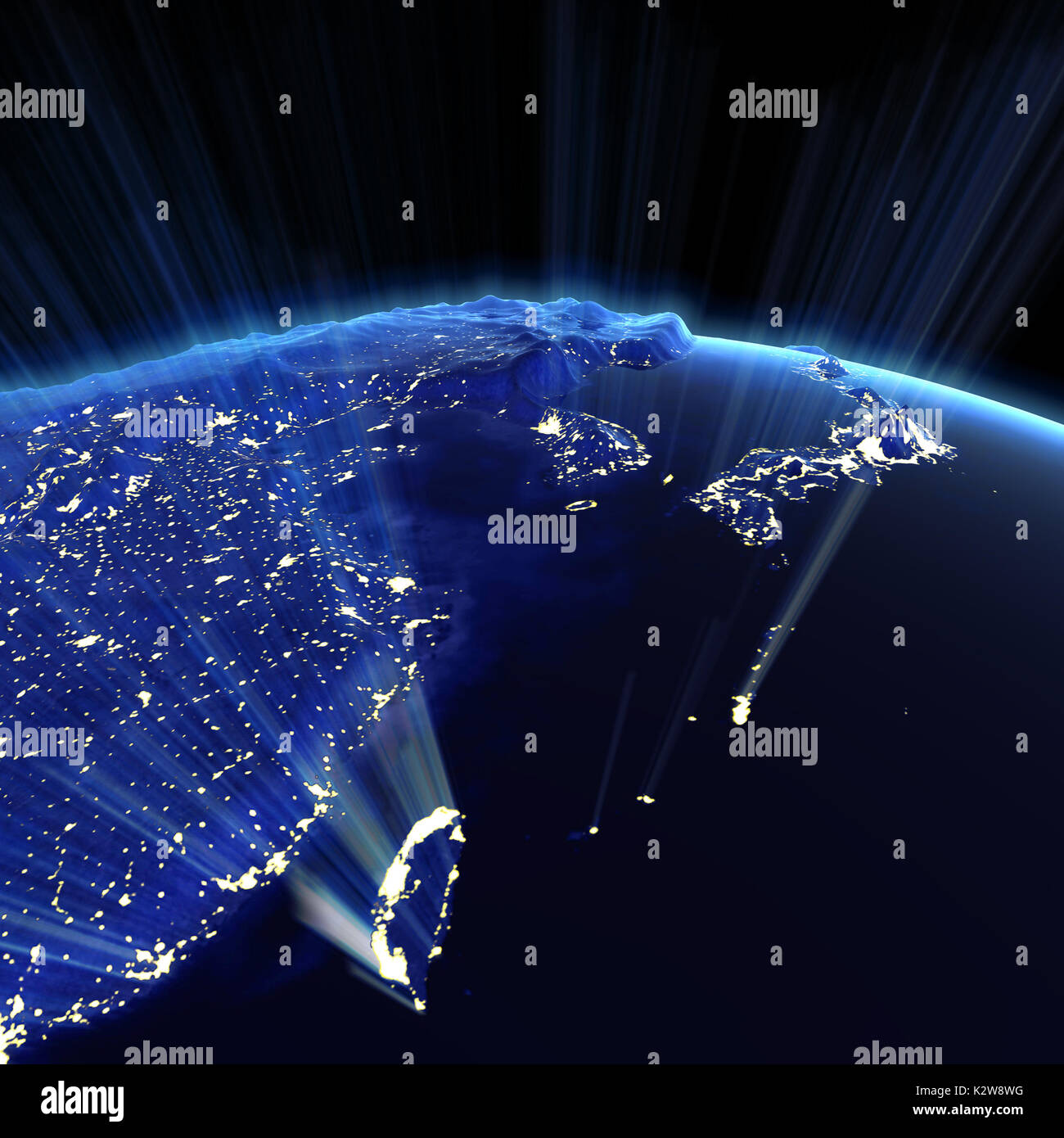 Night globe city light map asia east hi-res stock photography and ...