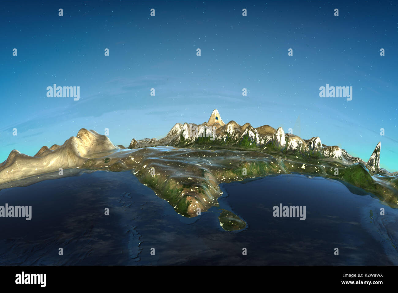 Himalayas and India real relief 3d rendering Stock Photo - Alamy