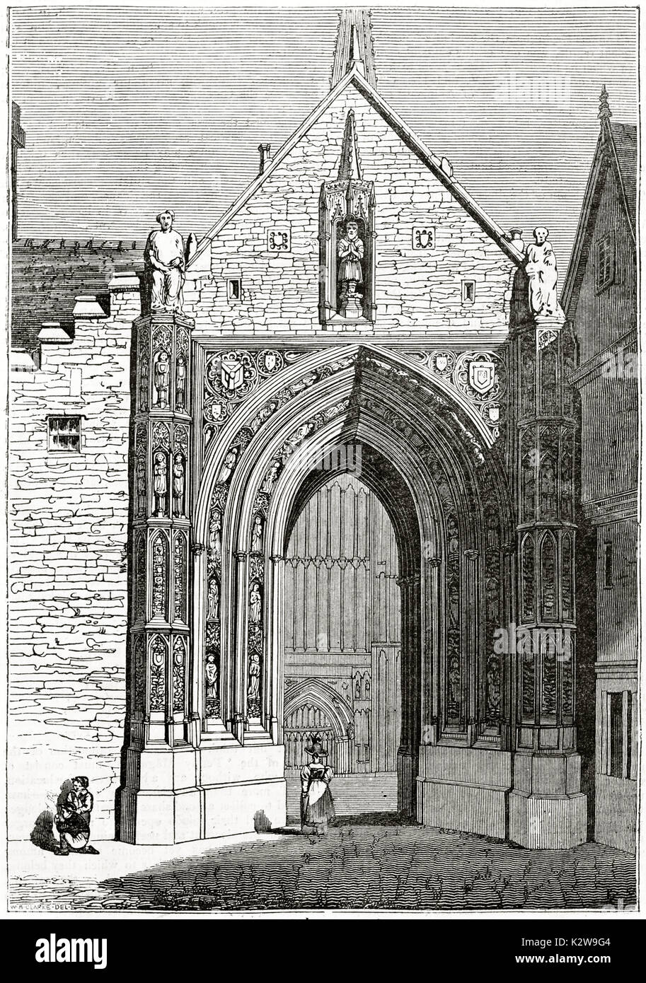 Old view of the Erpingham Gate, Norwich Cathedral, United Kingdom ...
