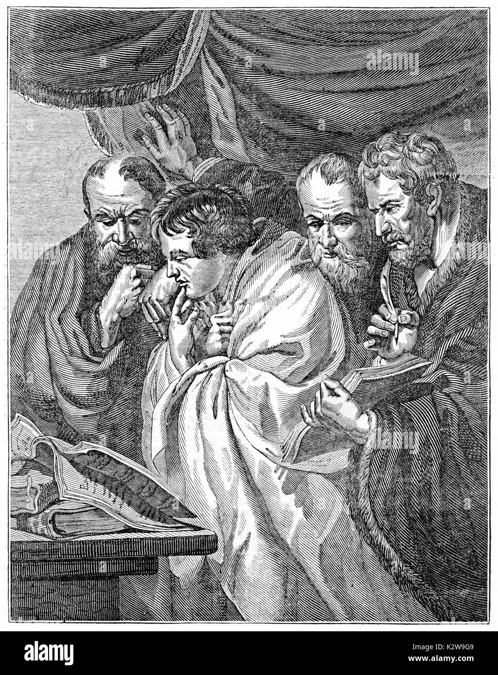 Luke the evangelist writing engraving High Resolution Stock Photography ...