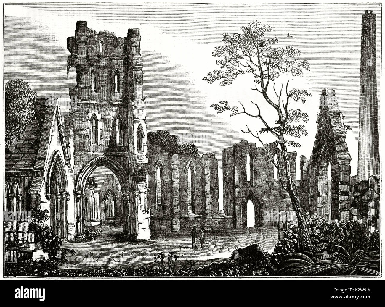 Old view of Kildare Cathedral ruins, Ireland. By unidentified author ...