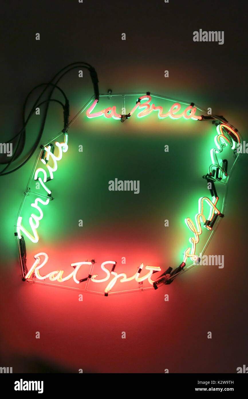 Bright neon sculptures including Violins Violence Silence and Run from ...
