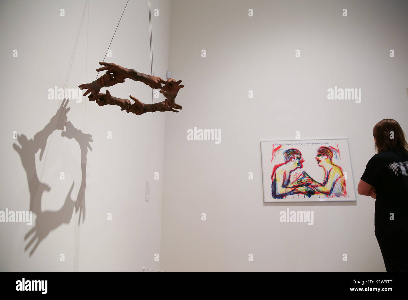 Bright neon sculptures including Violins Violence Silence and Run from ...