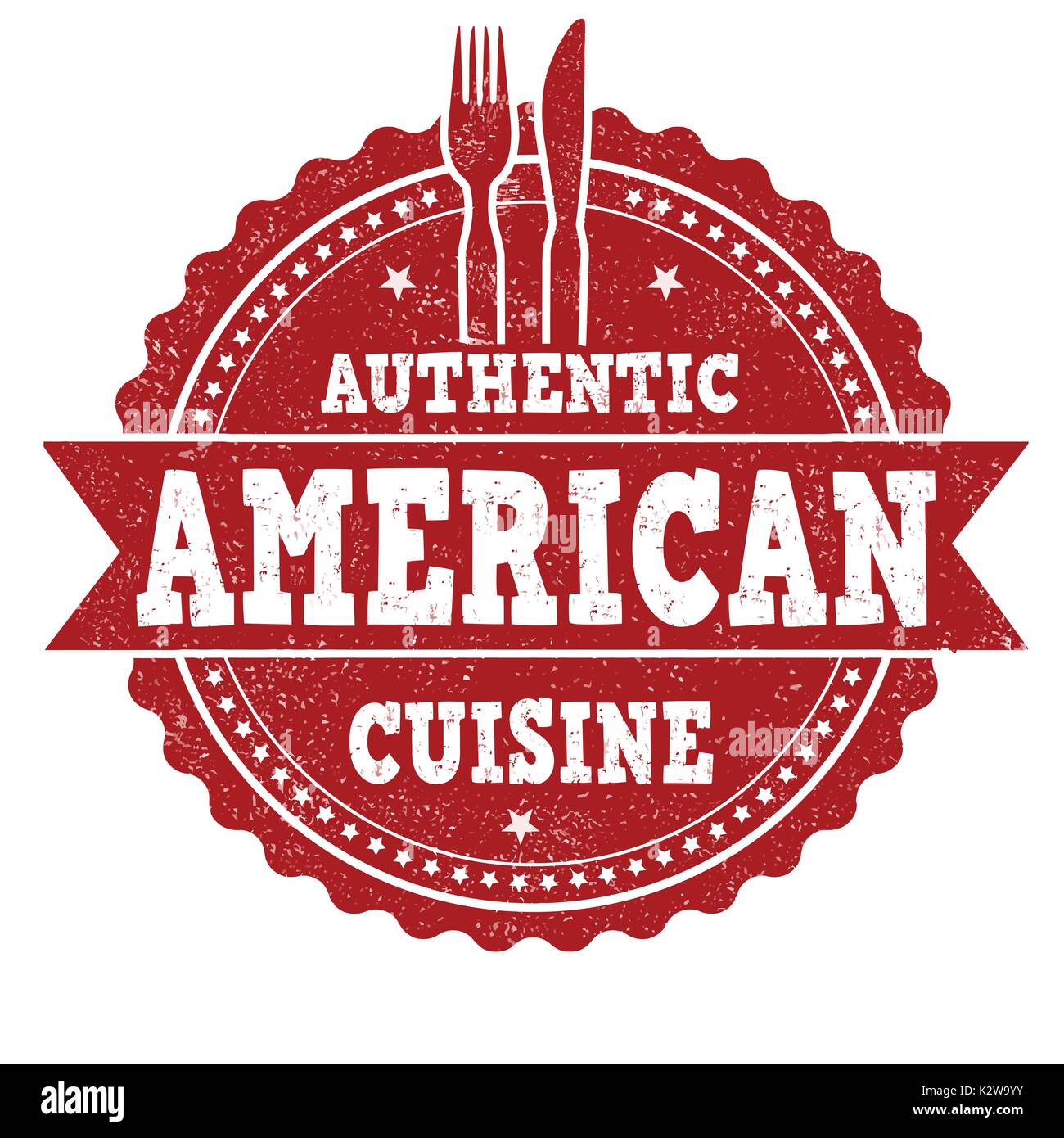 Authentic american cuisine grunge rubber stamp on white, vector ...