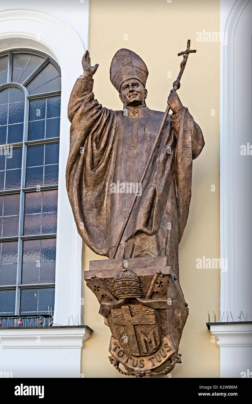 Pope Benedict XVI bronze statue. Place of pilgrimage Altötting in ...