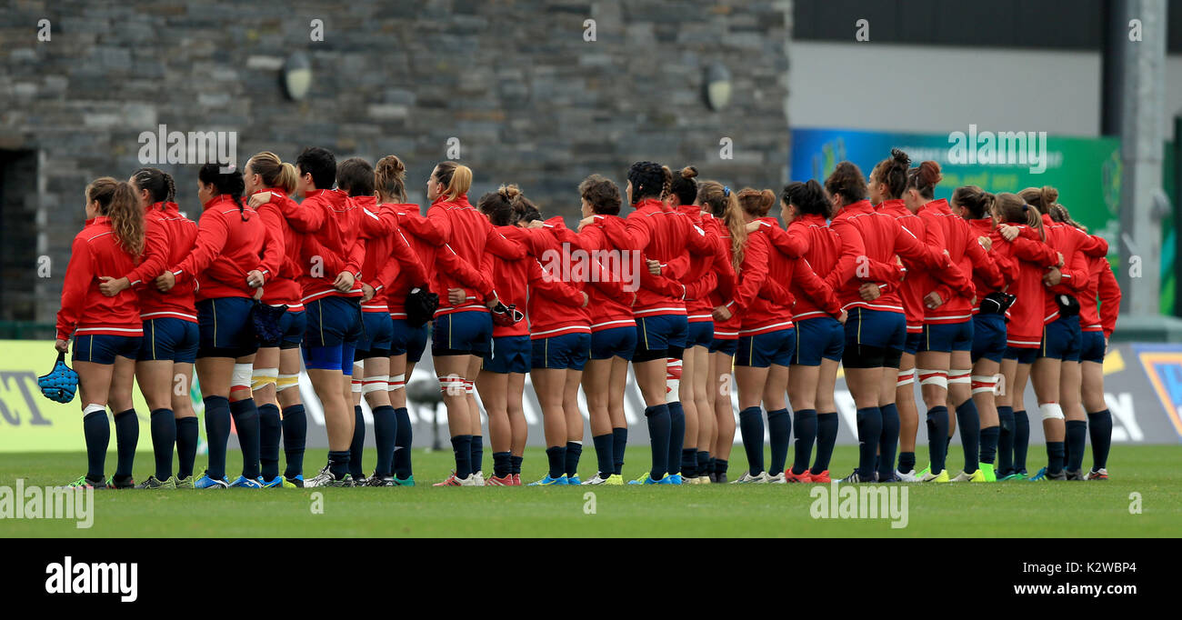 Spain line up prior to the match Stock Photo - Alamy