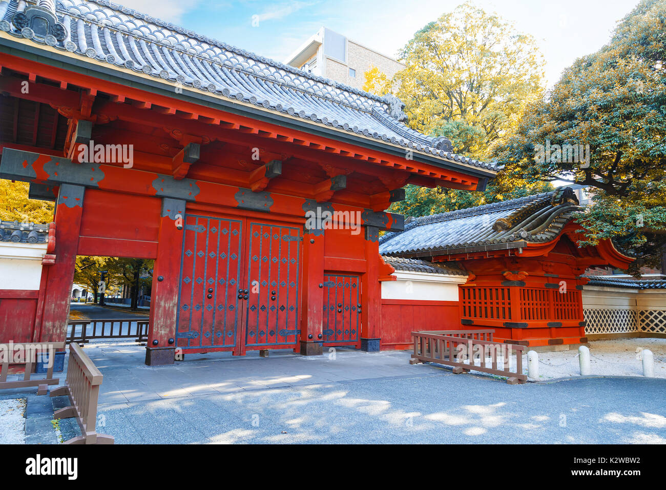TOKYO, JAPAN - NOVEMBER 28 2015: Akamon (Red Gate) at Tokyo University ...