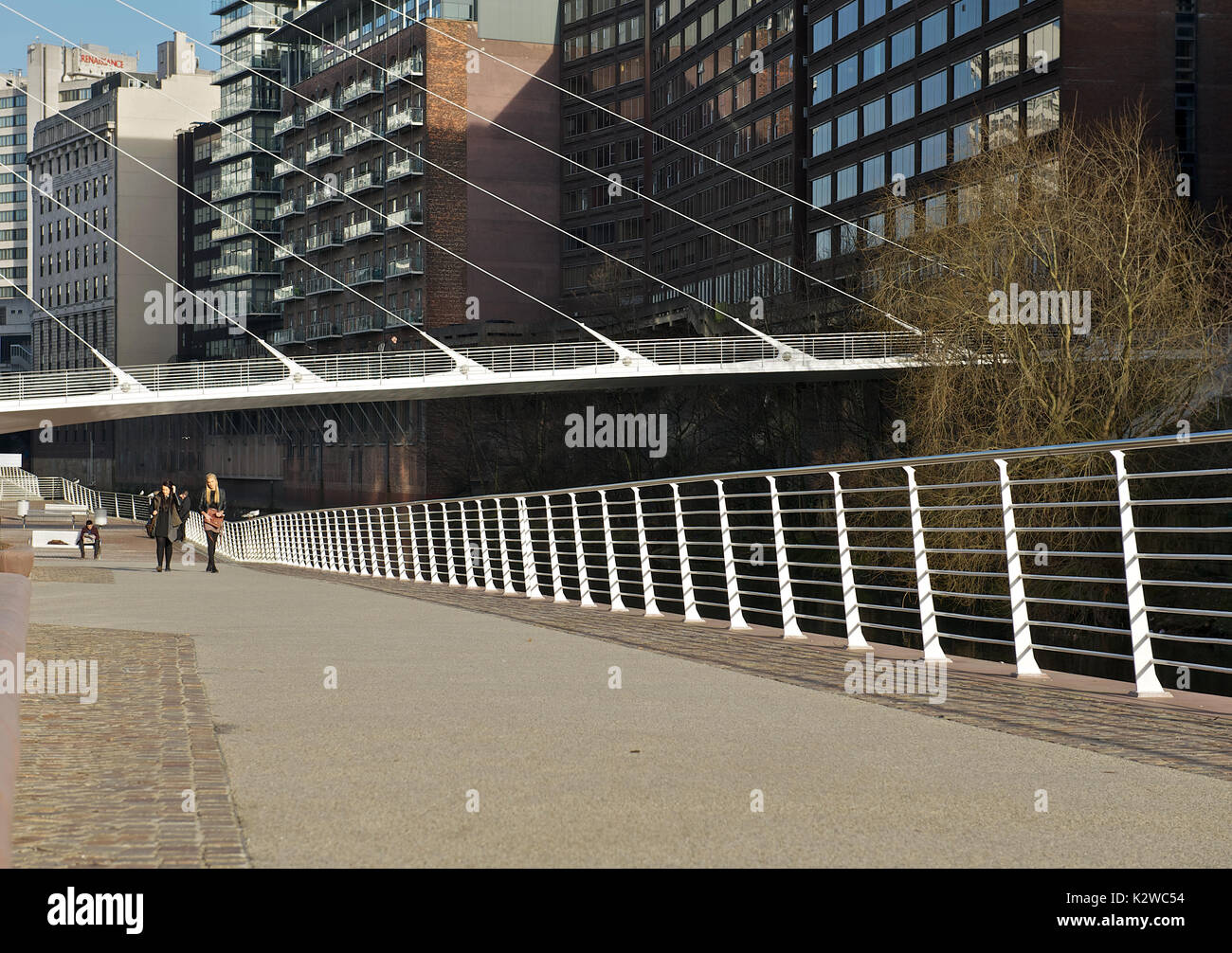 Trinity Bridge and Lowry Hotel on the banks of the River Irwell Stock ...
