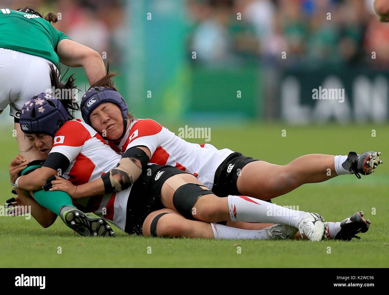 Ireland's Paula Fitzpatrick with Seina Sato and Ayano Sakurai of Japan ...
