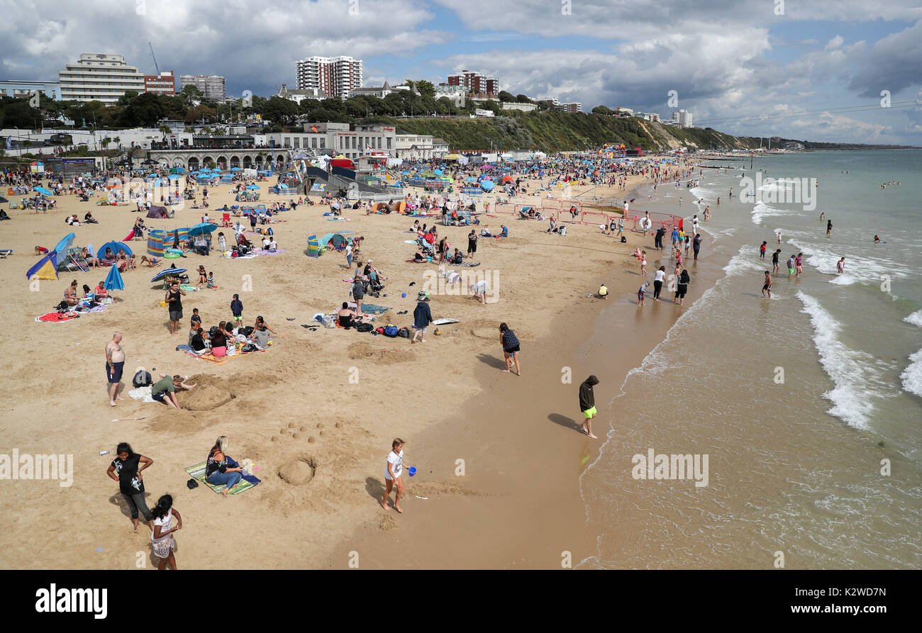 People gather on the beach for the first day of the 2017 Bournemouth ...