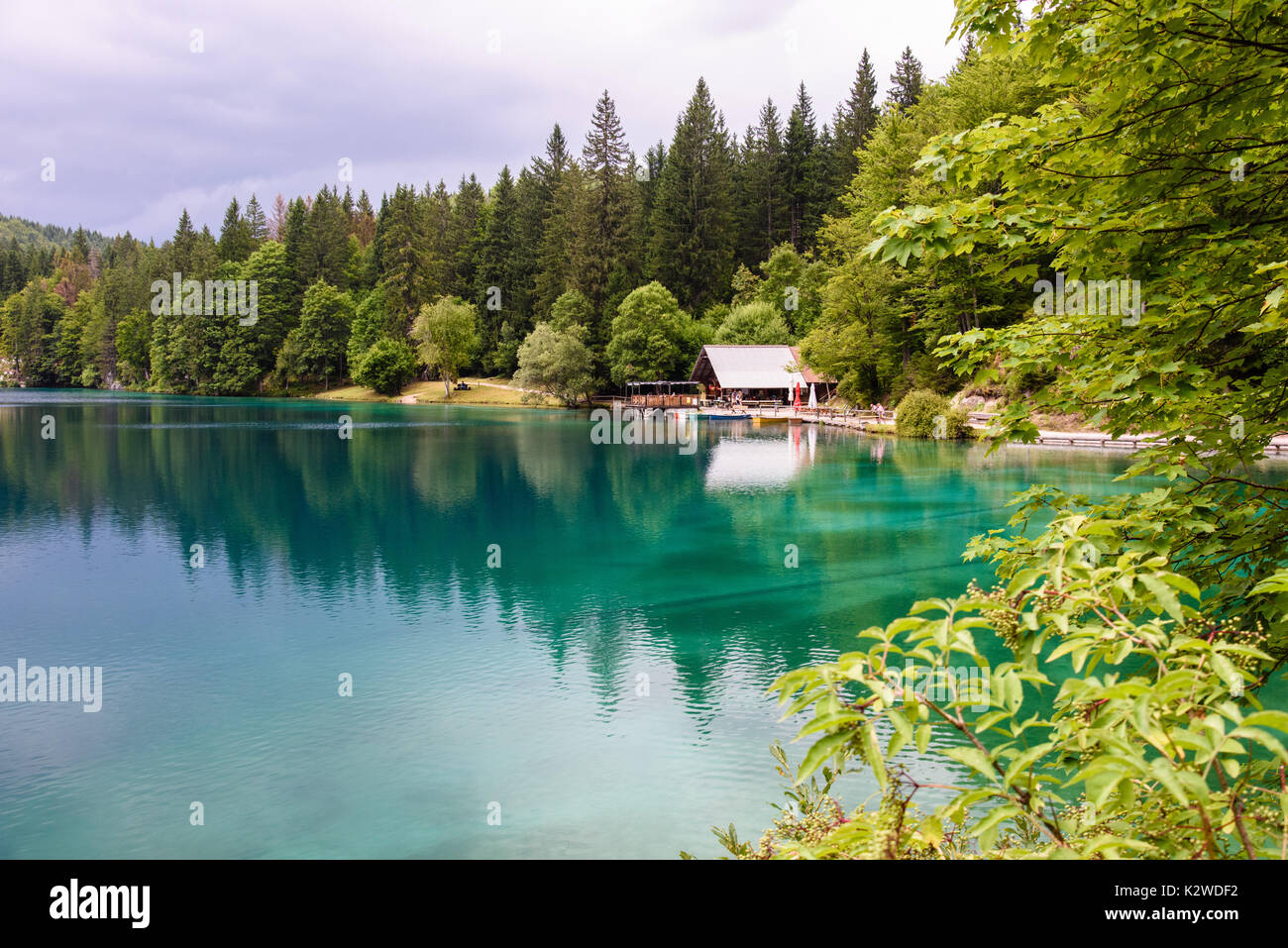 Before the thunderstorm. Lower lake of Fusine Stock Photo - Alamy