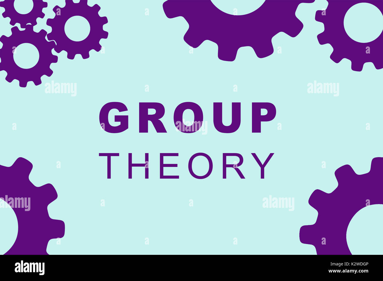 GROUP THEORY sign concept illustration with purple gear wheel figures ...
