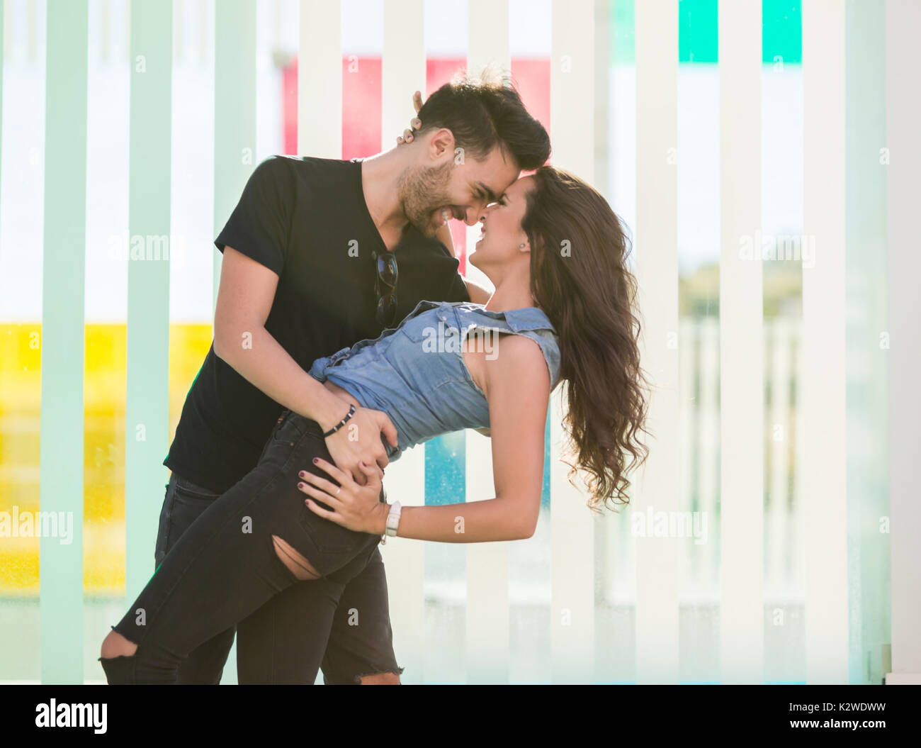 Portrait of happy couple dancing together bowing Stock Photo - Alamy