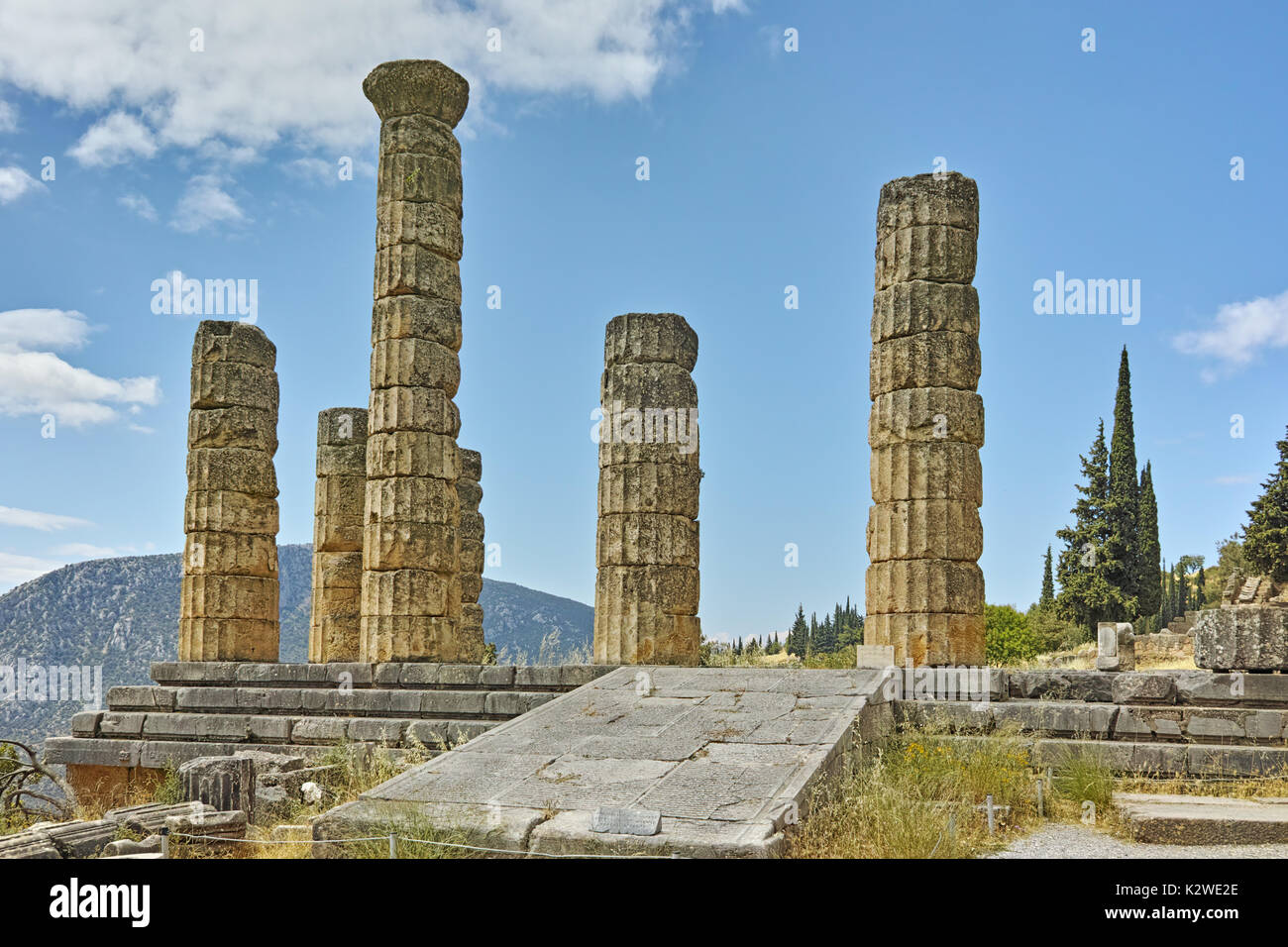 The Temple of Apollo in Ancient Greek archaeological site of Delphi ...