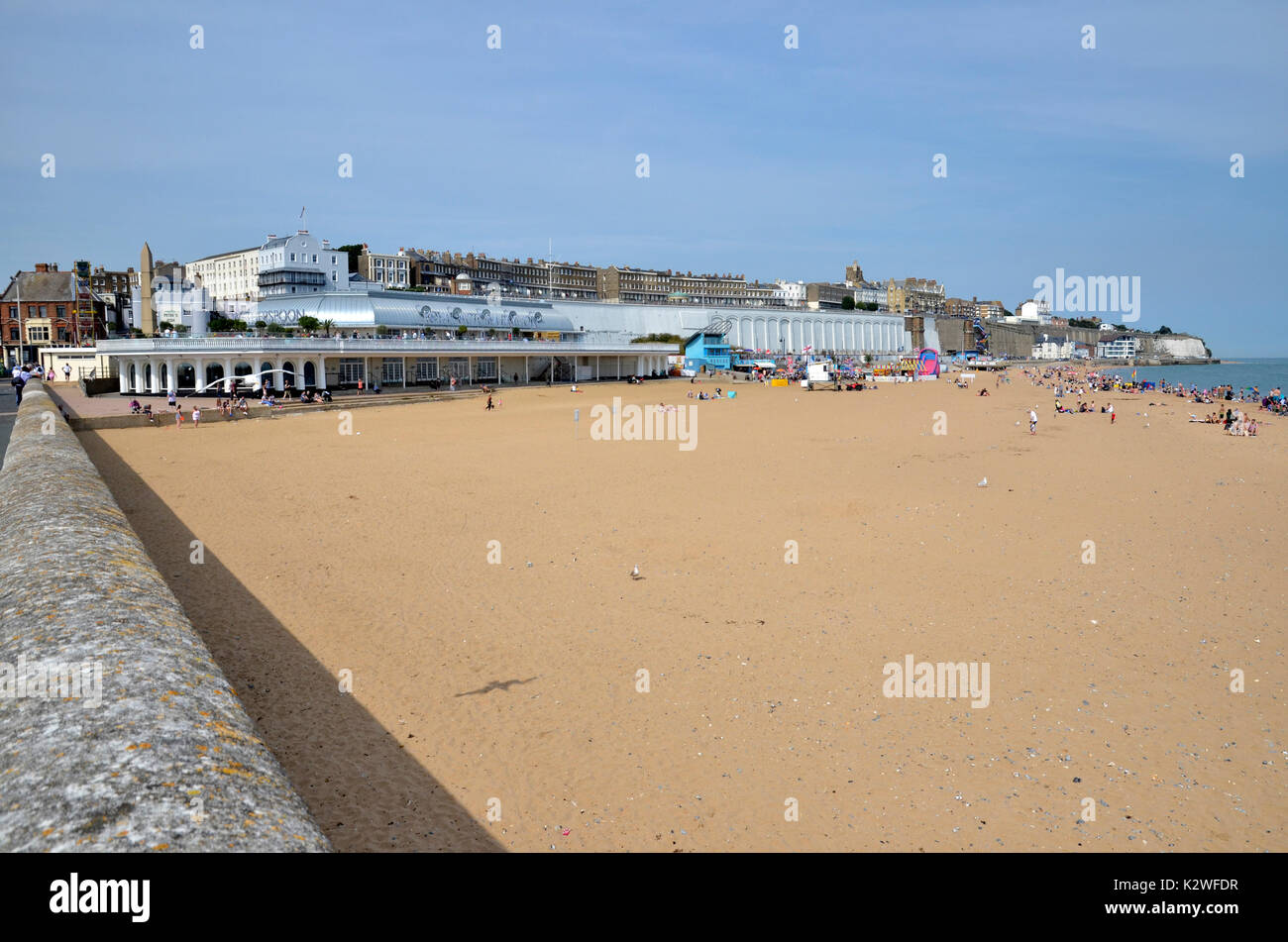 The beach and Royal Victoria Pavilion at Ramsgate Kent. The pavilion ...