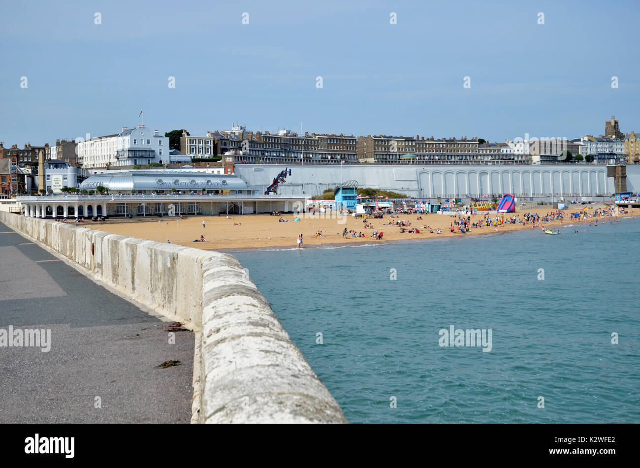The beach and Royal Victoria Pavilion at Ramsgate Kent. The pavilion ...