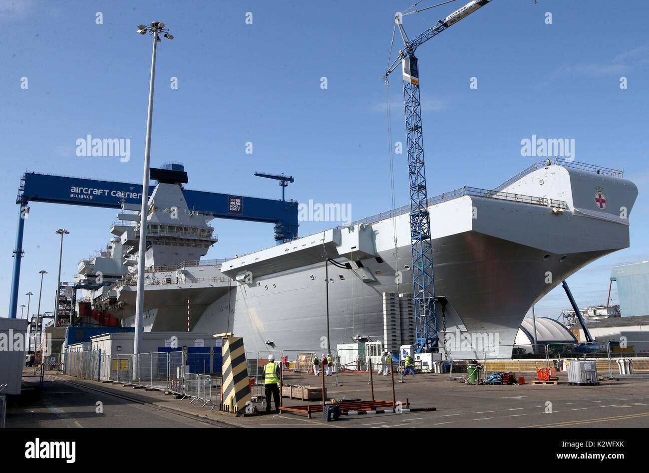 General view of the HMS Prince of Wales as works continue on the ...