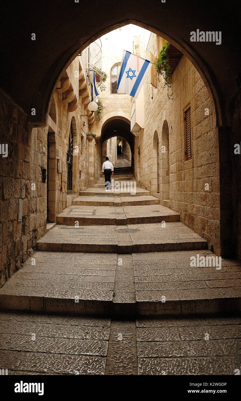 Street in the Jewish district in the Old City of Jerusalem. Israel ...