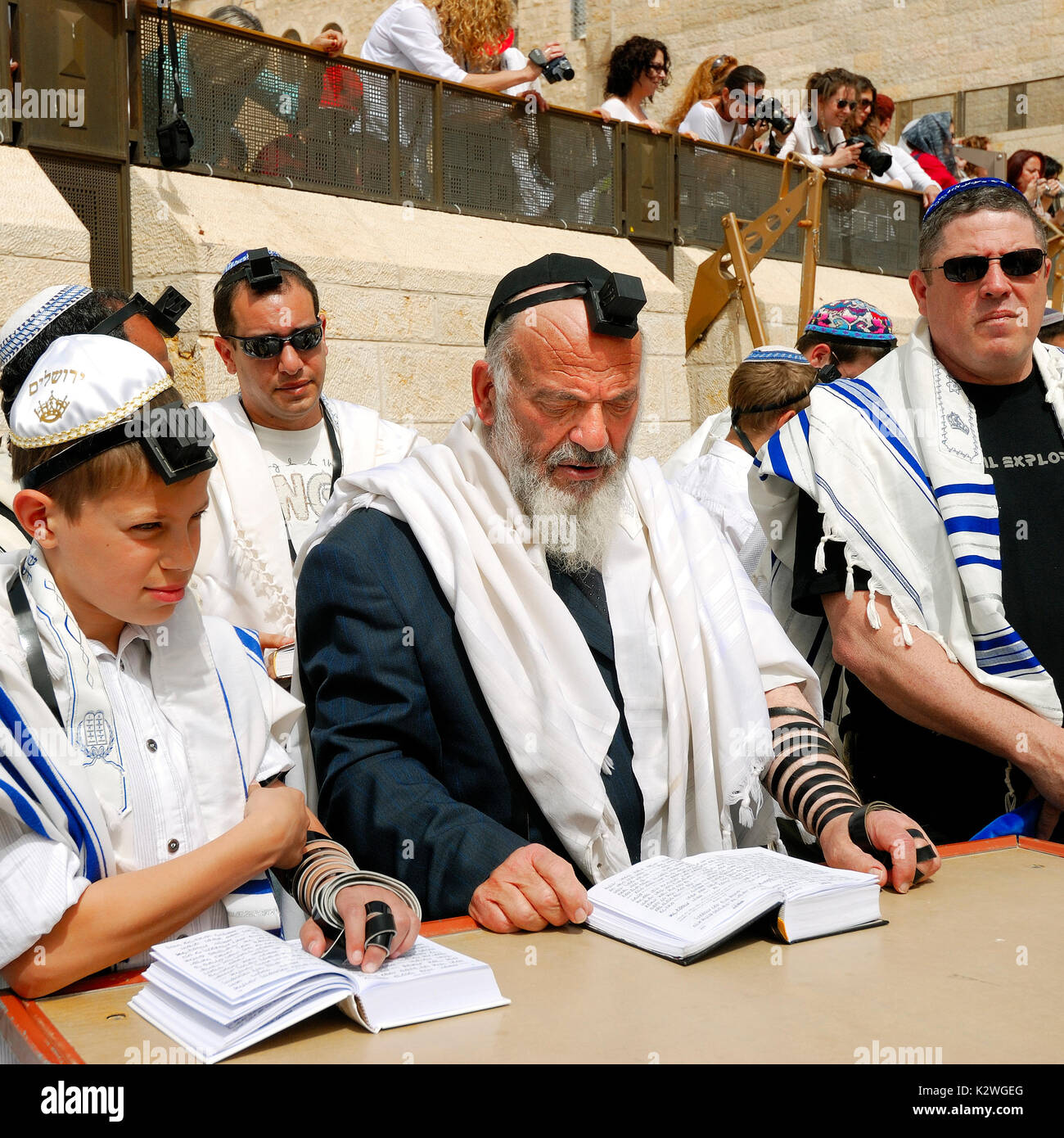 Jews praying at the Wailing Wall (Western Wall) in Jerusalem. Israel ...