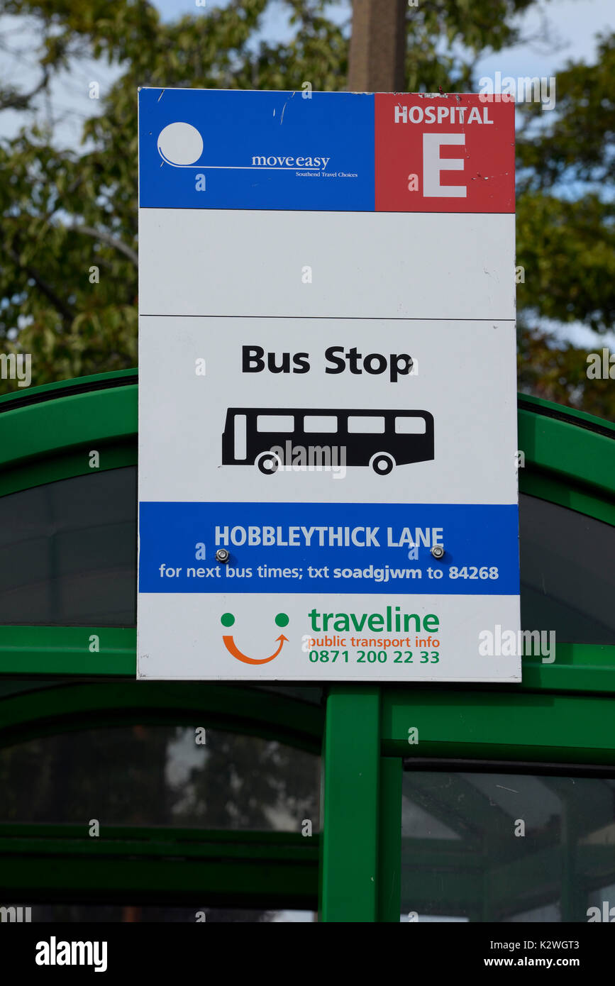 Bus stop in Hobleythick Lane Westcliff on Sea, Essex. Incorrectly ...