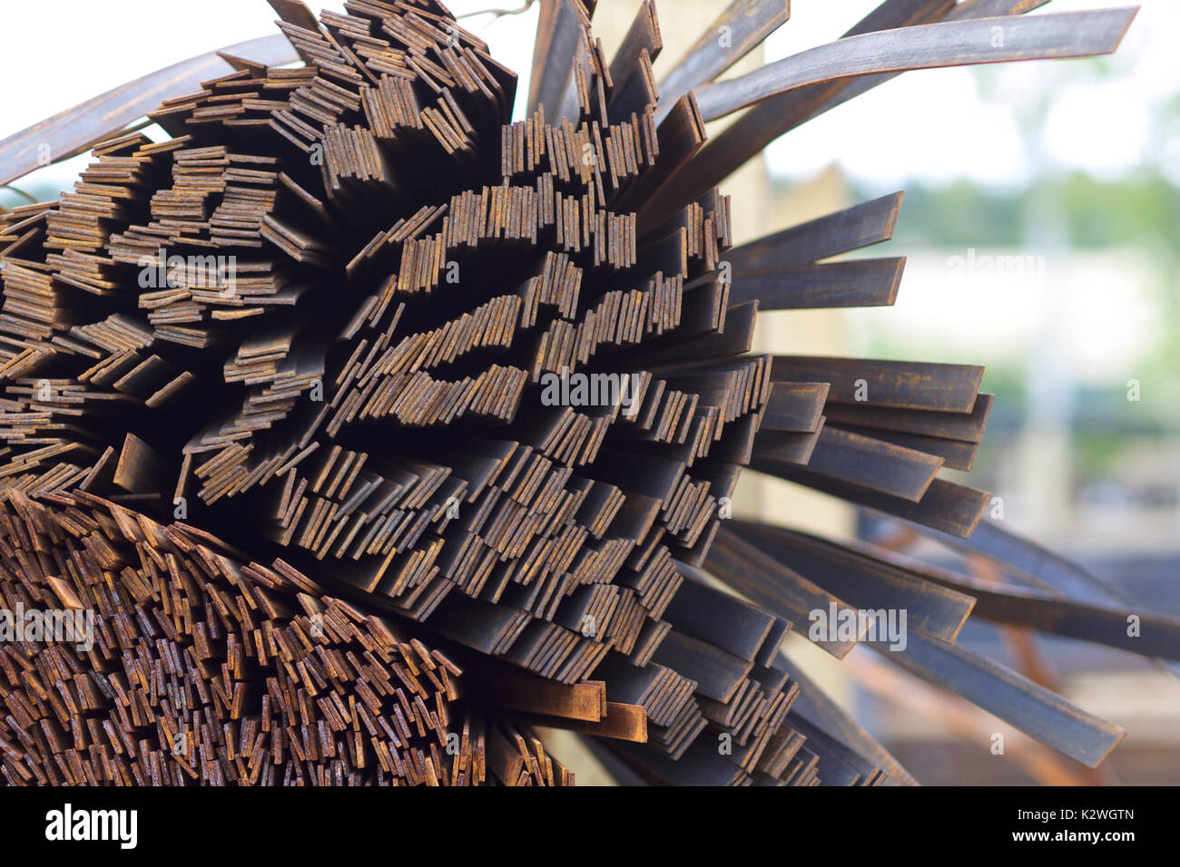 Metal profile strip in packs at the warehouse of metal products, Russia ...