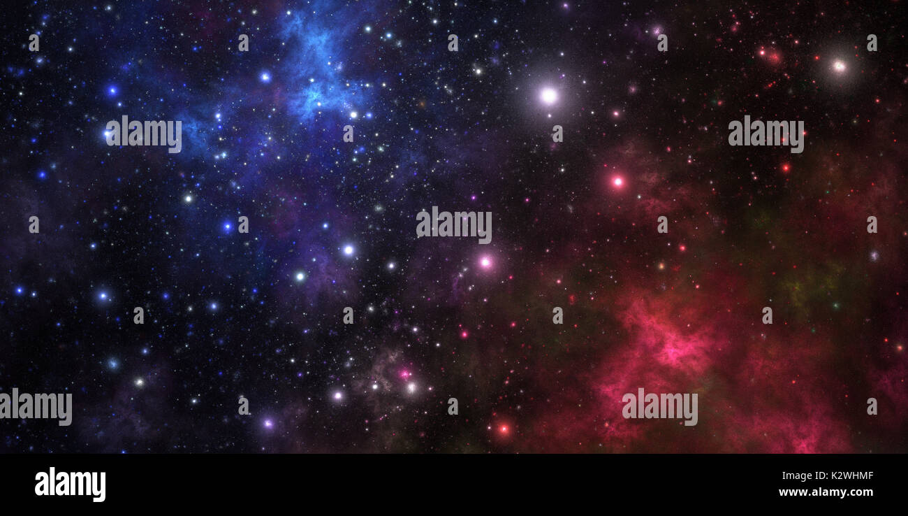Red And Blue Stars In Space