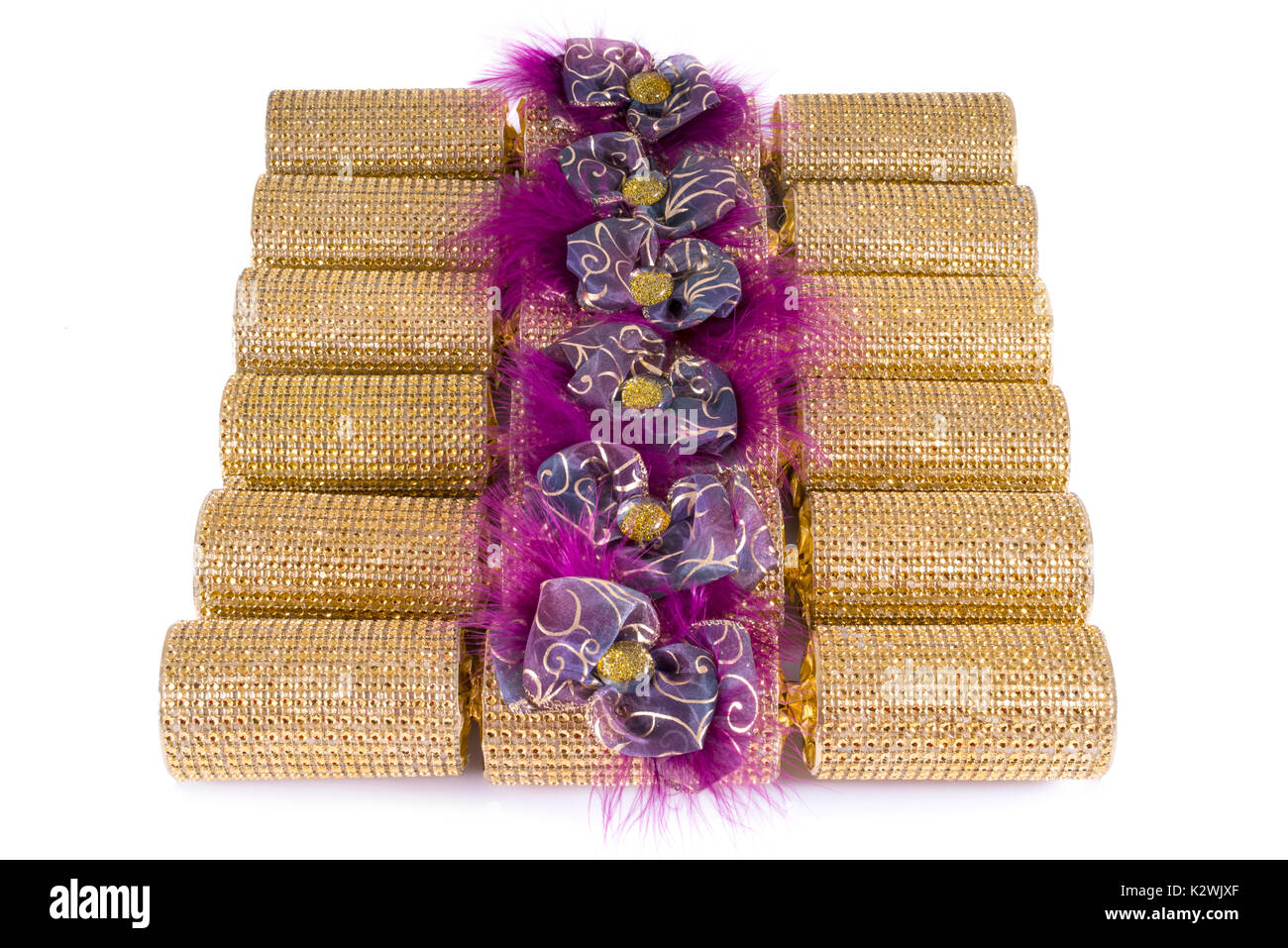 A studio shot of a Christmas Cracker or otherwise known as Bon Bons. A ...