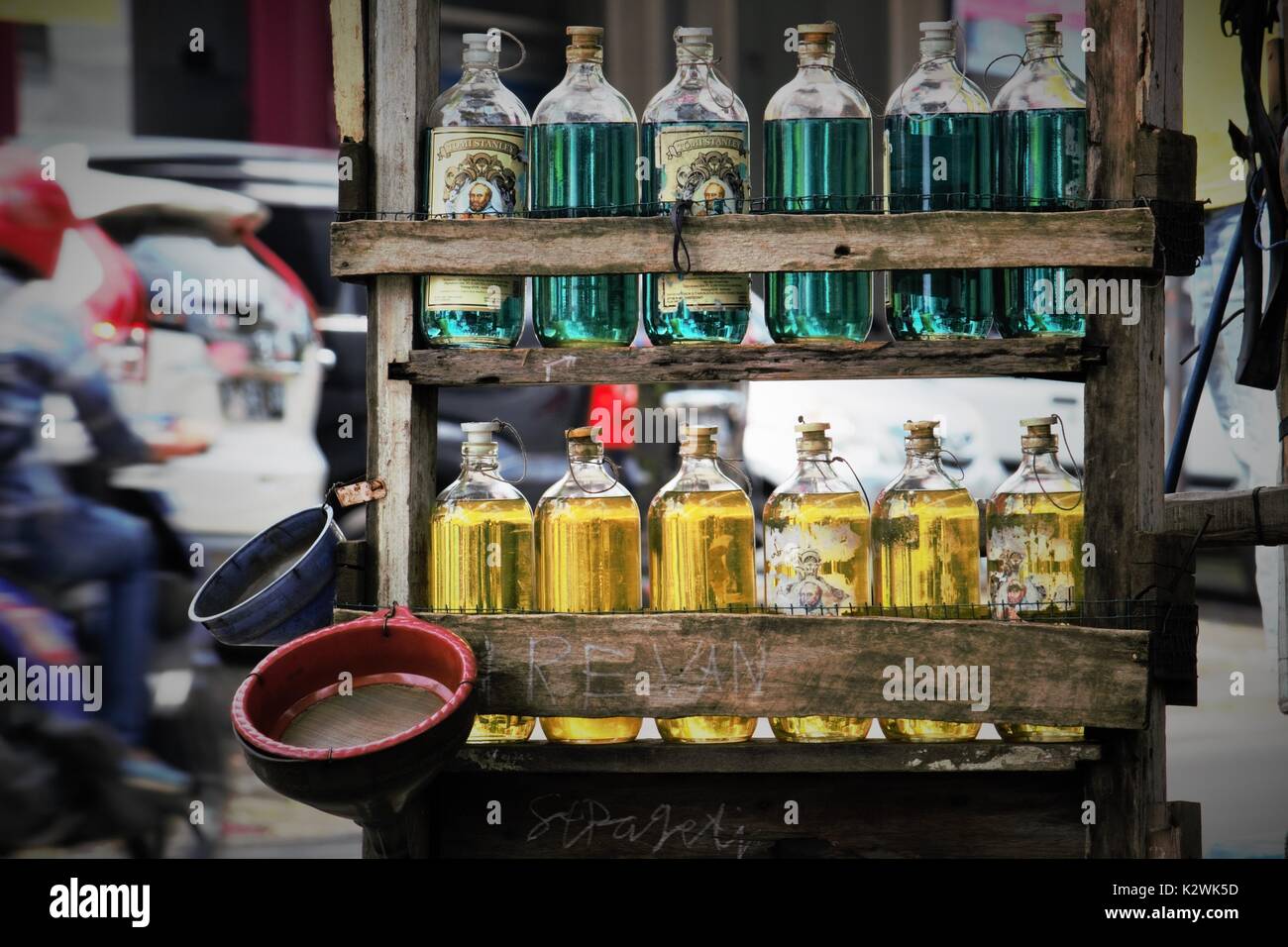 Fuel seller side on the road, in Malang Indonesia Stock Photo - Alamy