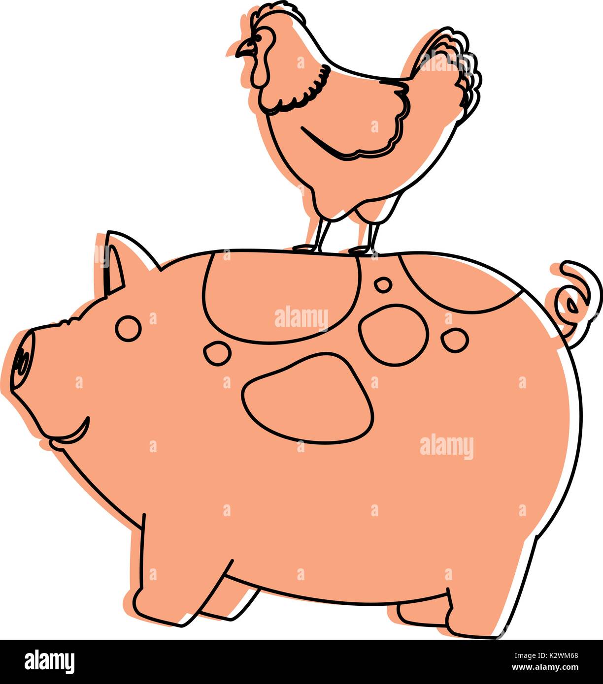 farm pig and hen Stock Vector Image & Art - Alamy