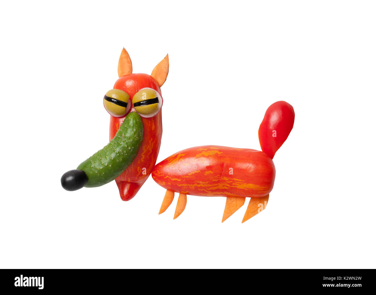 Cunning fox made of fresh vegetables on white background Stock Photo ...