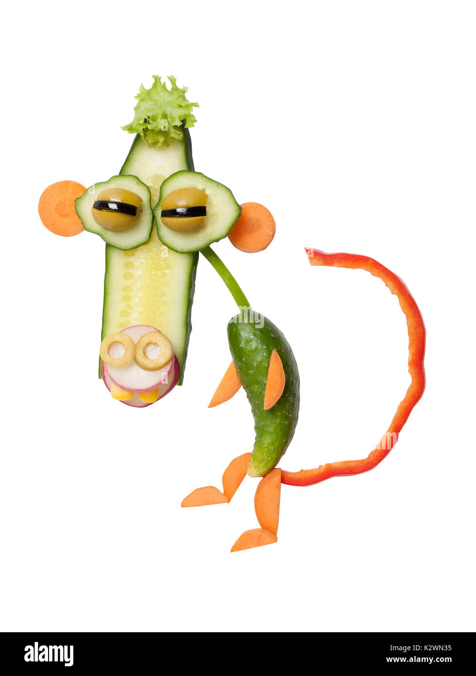 Monkey made with vegetables on white background Stock Photo - Alamy
