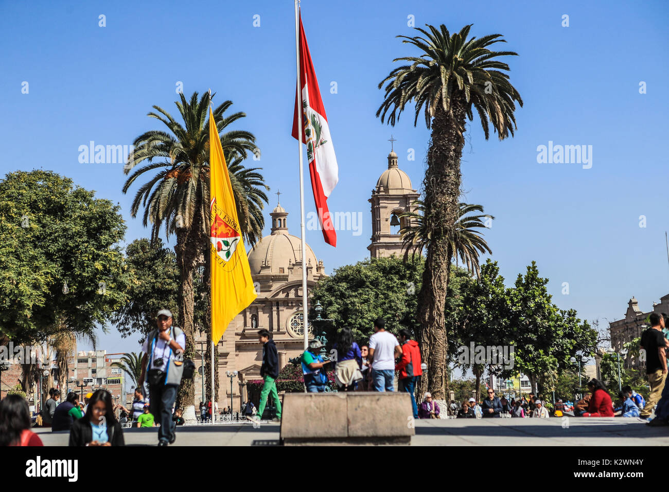Daily life in Plaza de Armas of Tacna, Peru in South America( Photo ...