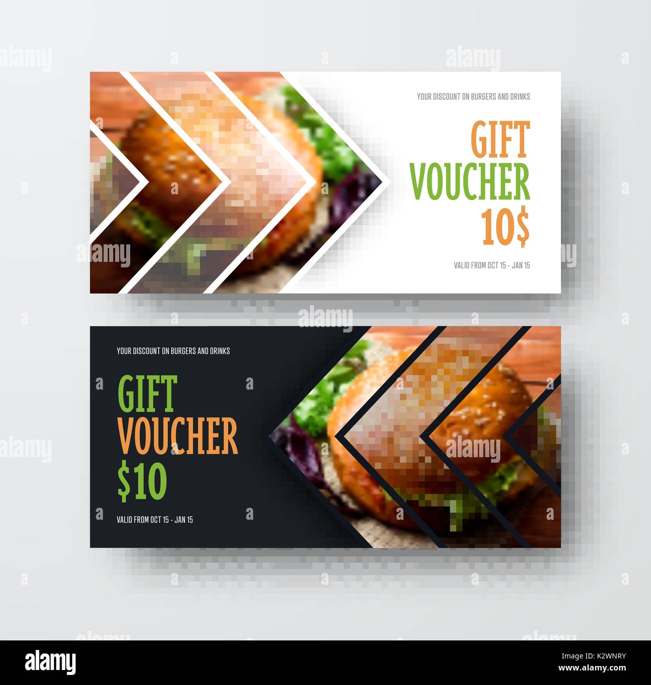 Vector design gift voucher with arrows for the image. Universal white ...