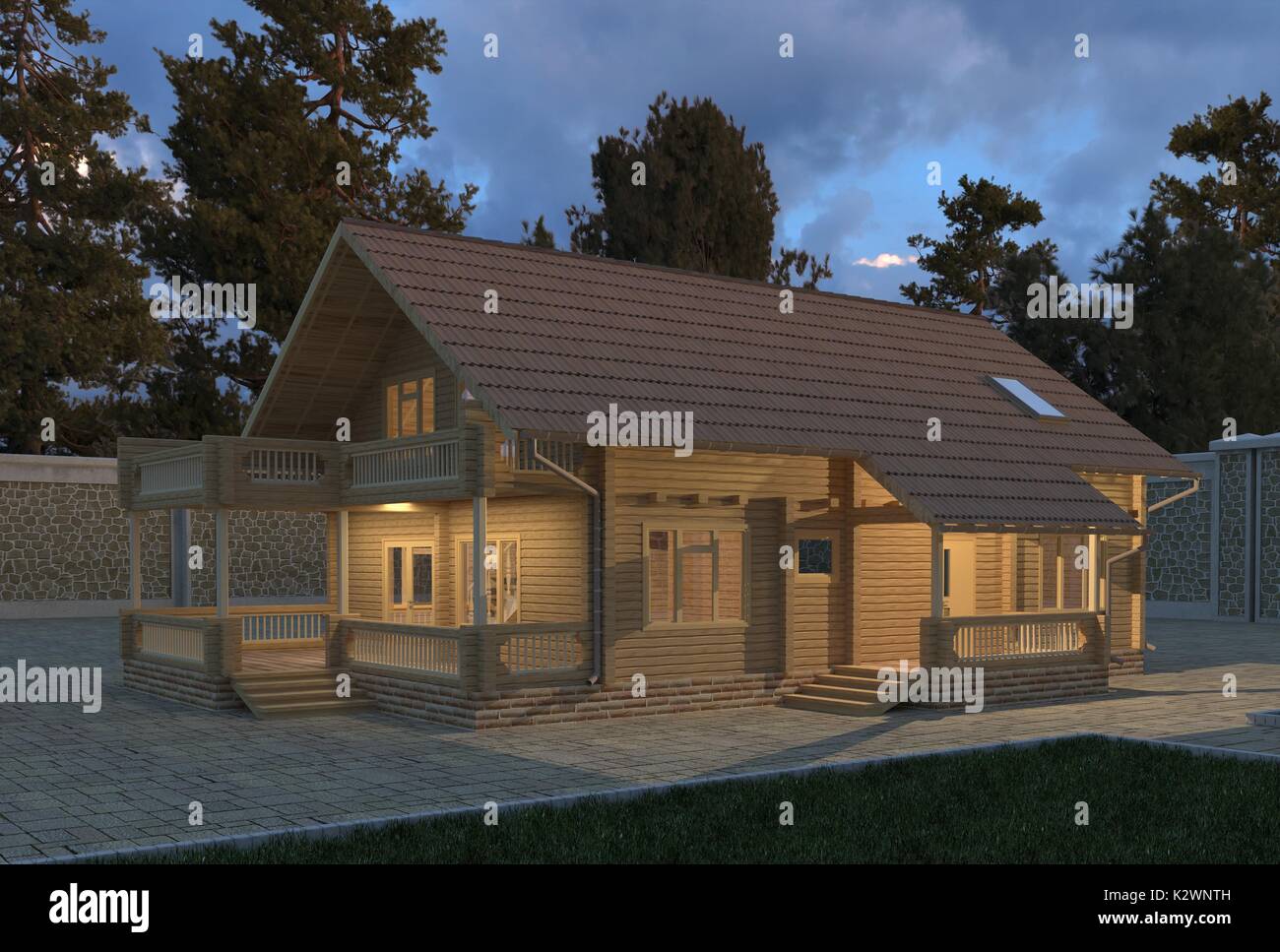 Photo realistic render of the house 3d illustration Stock Photo - Alamy