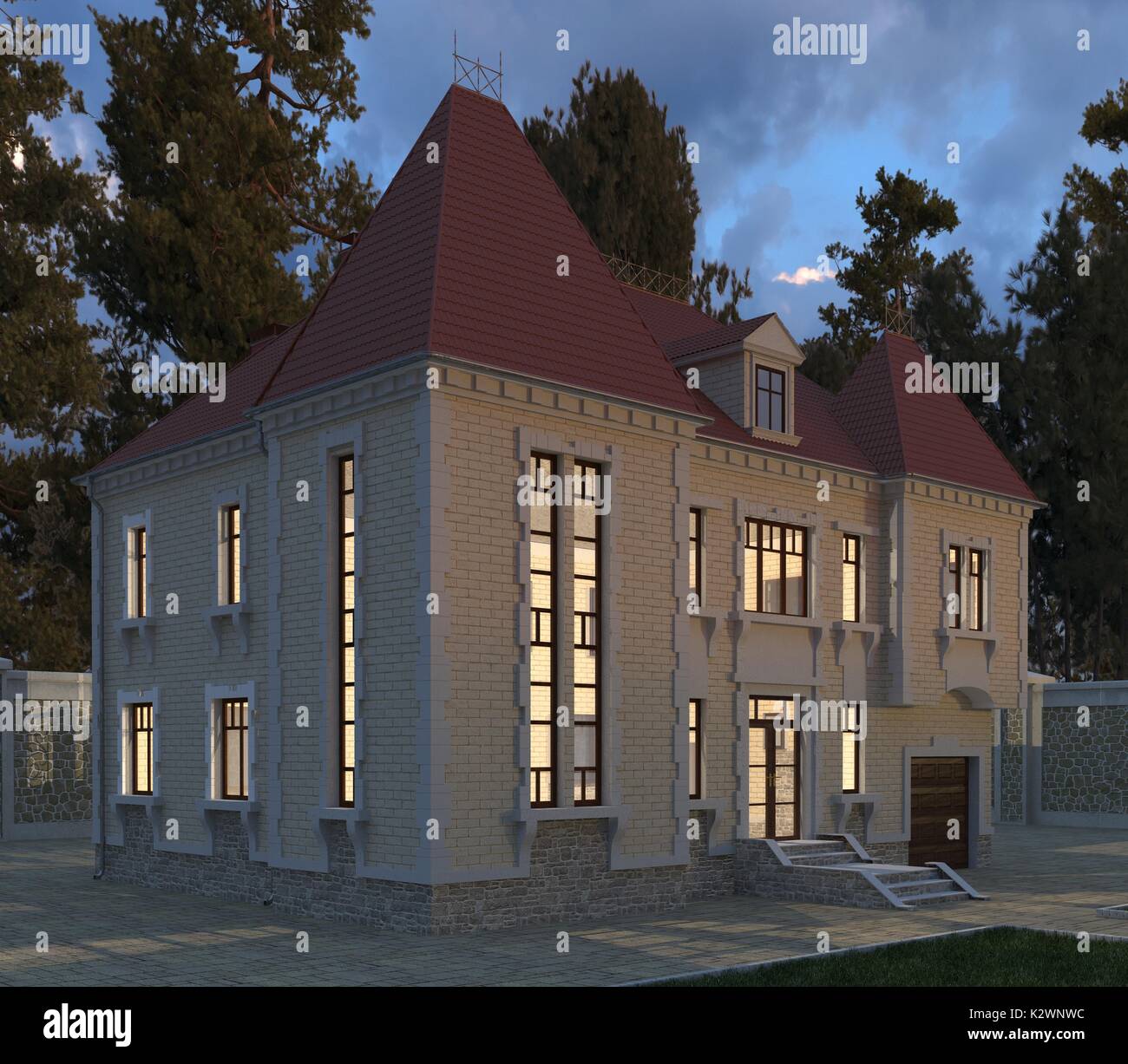 Photo realistic render of the house 3d illustration Stock Photo - Alamy