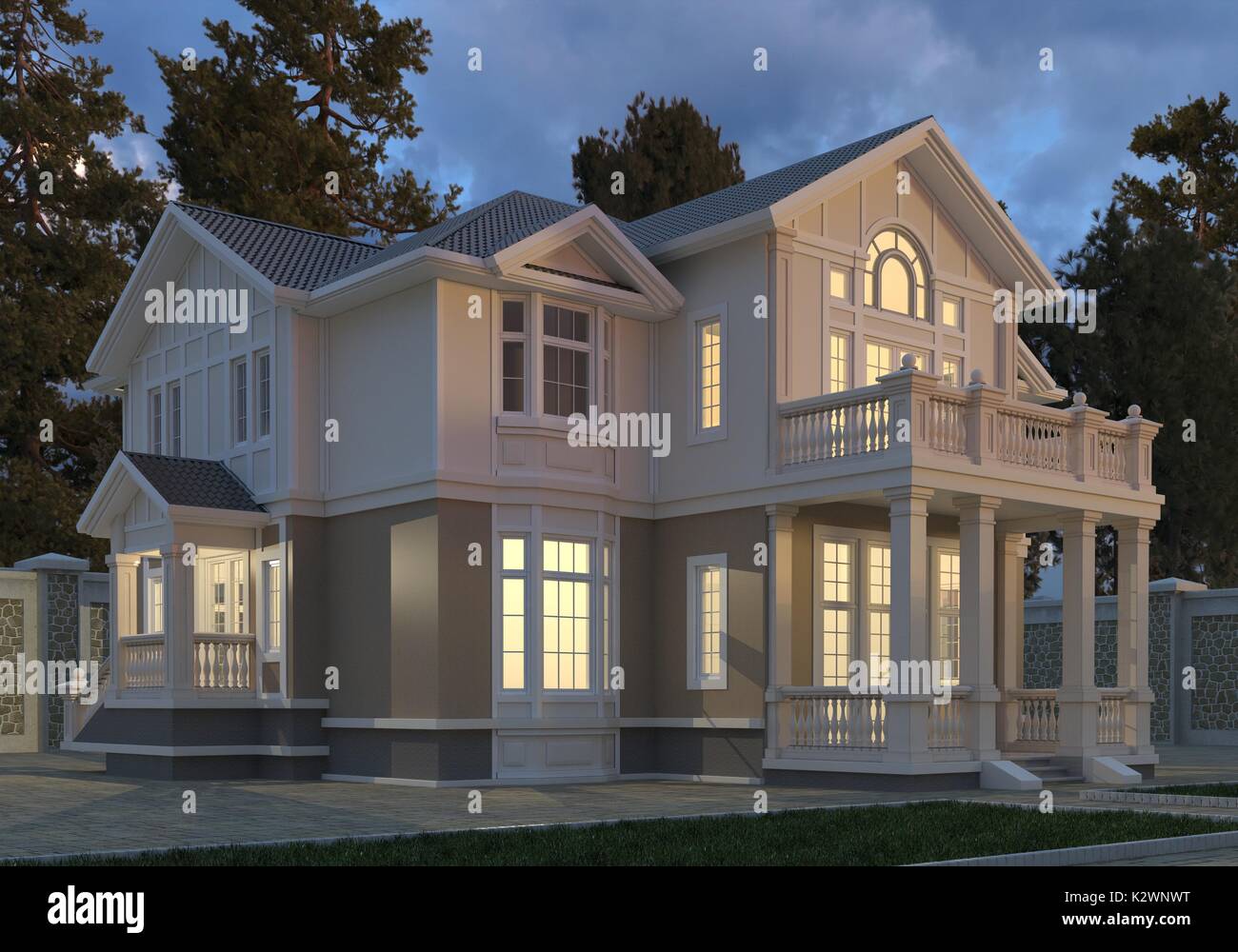 Photo realistic render of the house 3d illustration Stock Photo - Alamy