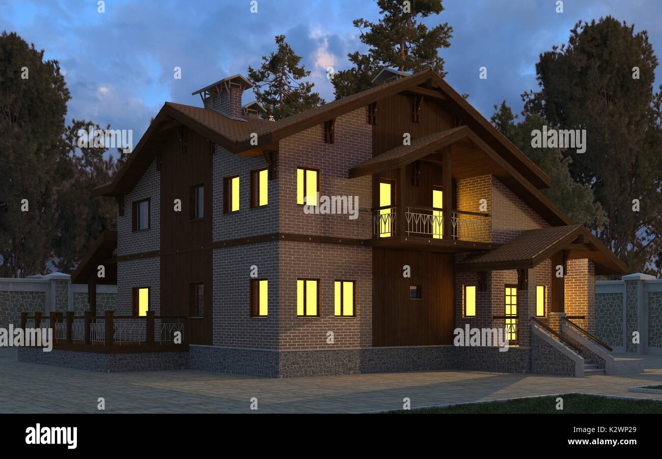 Photo realistic render of the house 3d illustration Stock Photo - Alamy