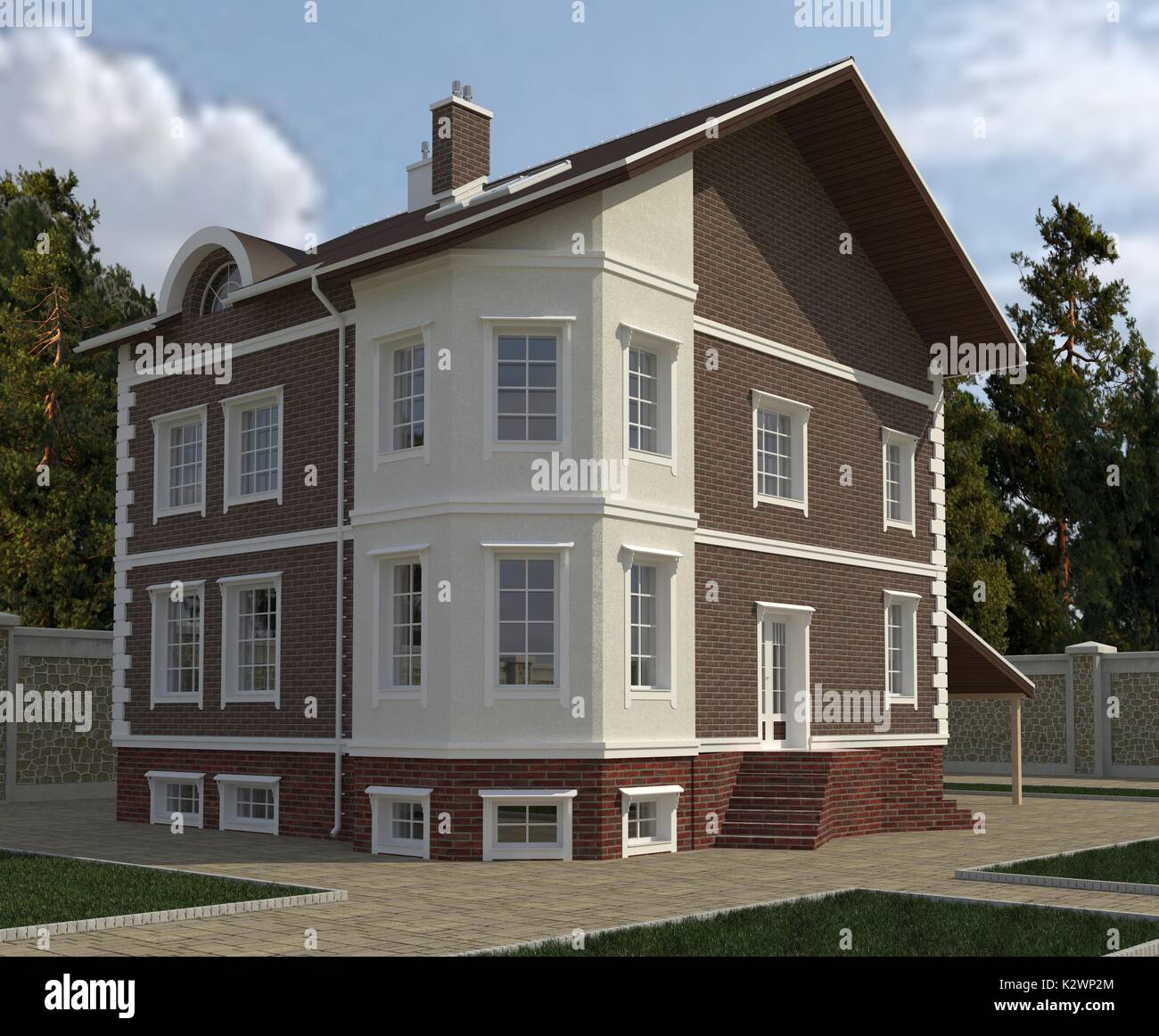 Photo realistic render of the house 3d illustration Stock Photo - Alamy