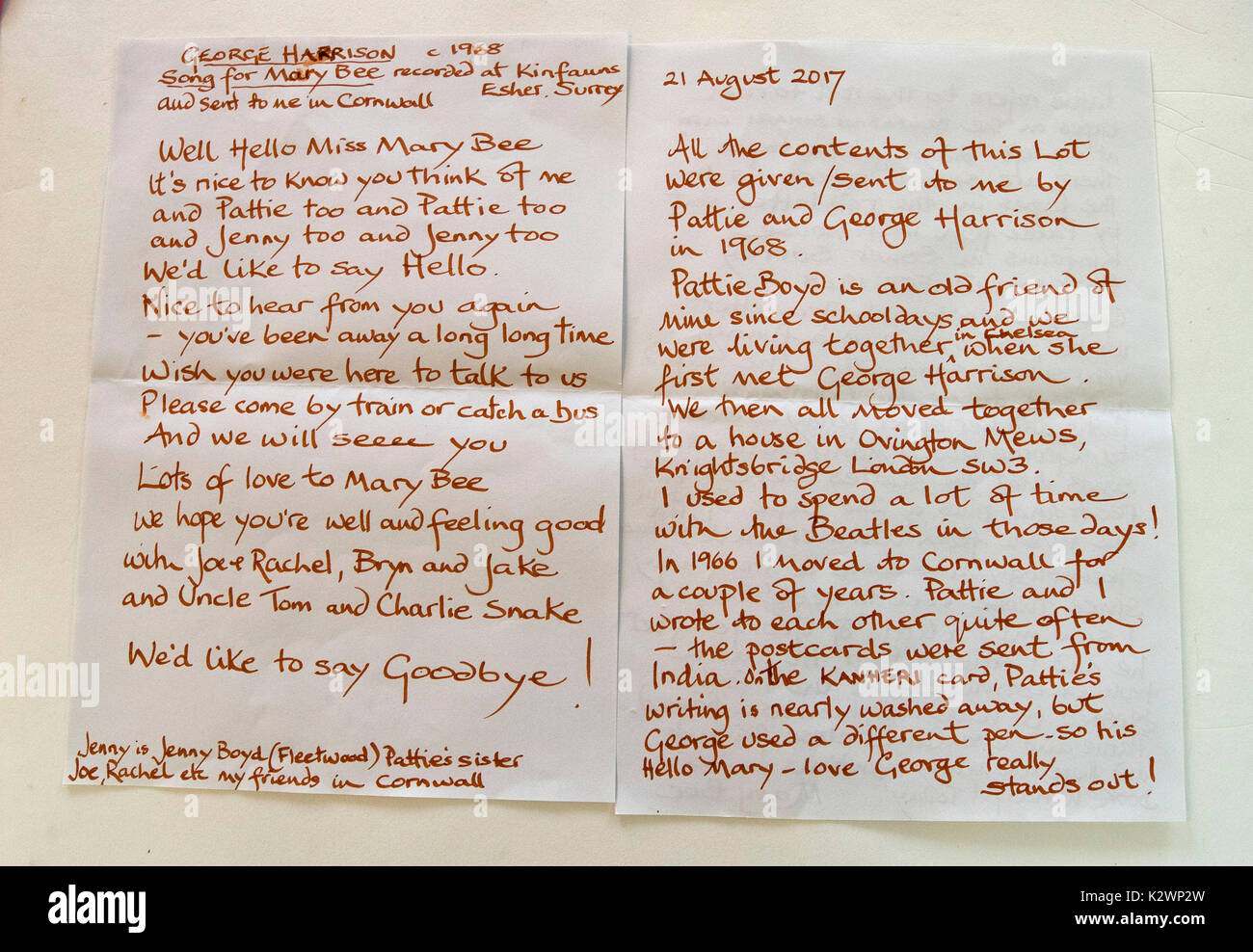 A reel to reel tape of a song by George Harrison called Song to Miss ...