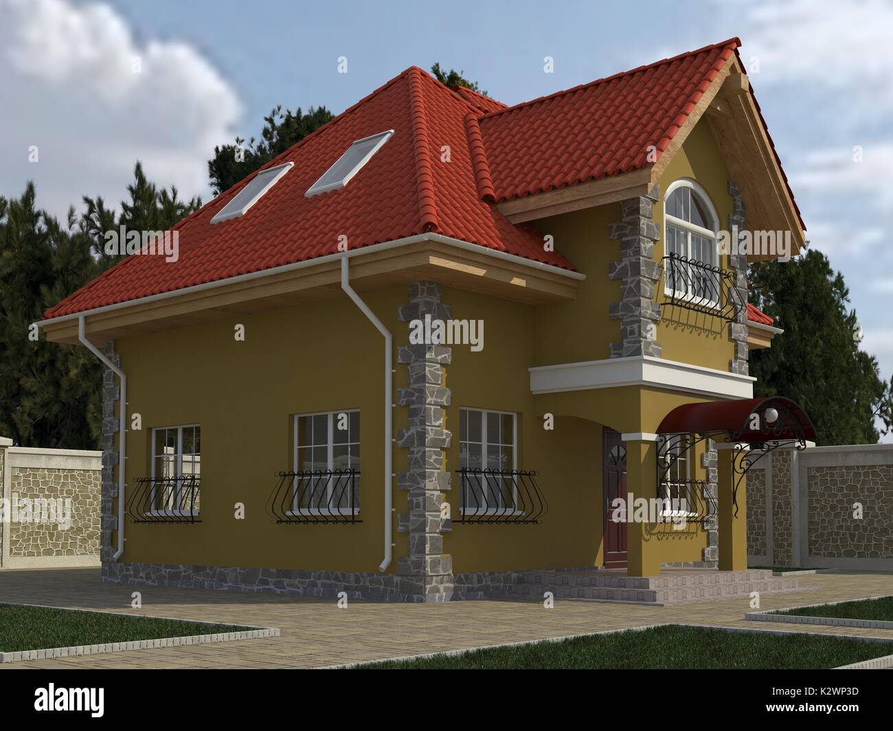 Photo realistic render of the house 3d illustration Stock Photo - Alamy