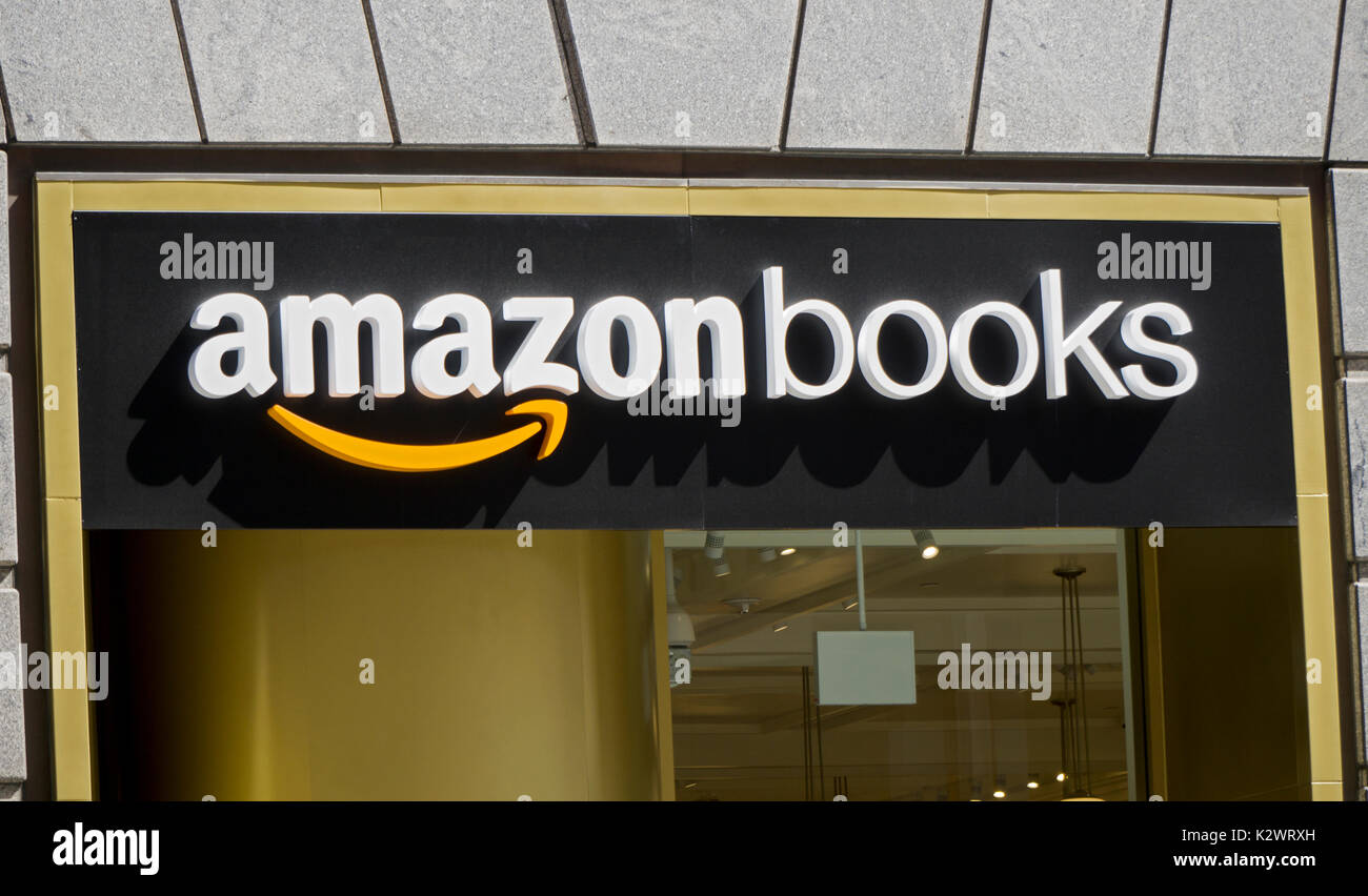 The exterior sign at the recently opened Amazon Book Store on W. 34th ...