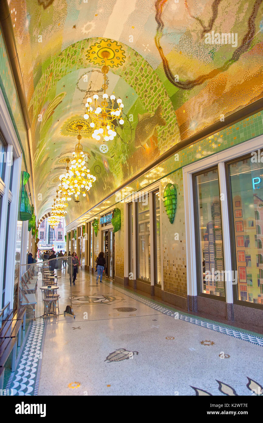 Holland, North, Amsterdam, Ornate shopping arcade on Damrak Stock Photo ...