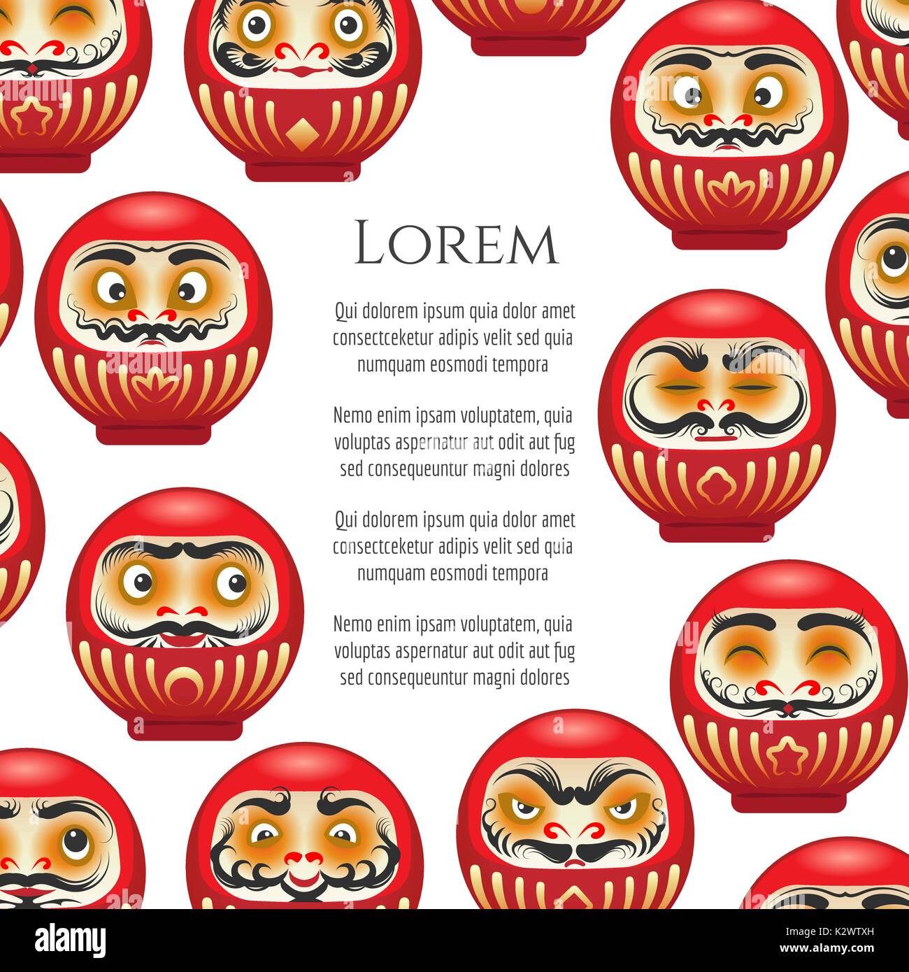 Japanese red daruma dolls poster design, vector illustration Stock ...