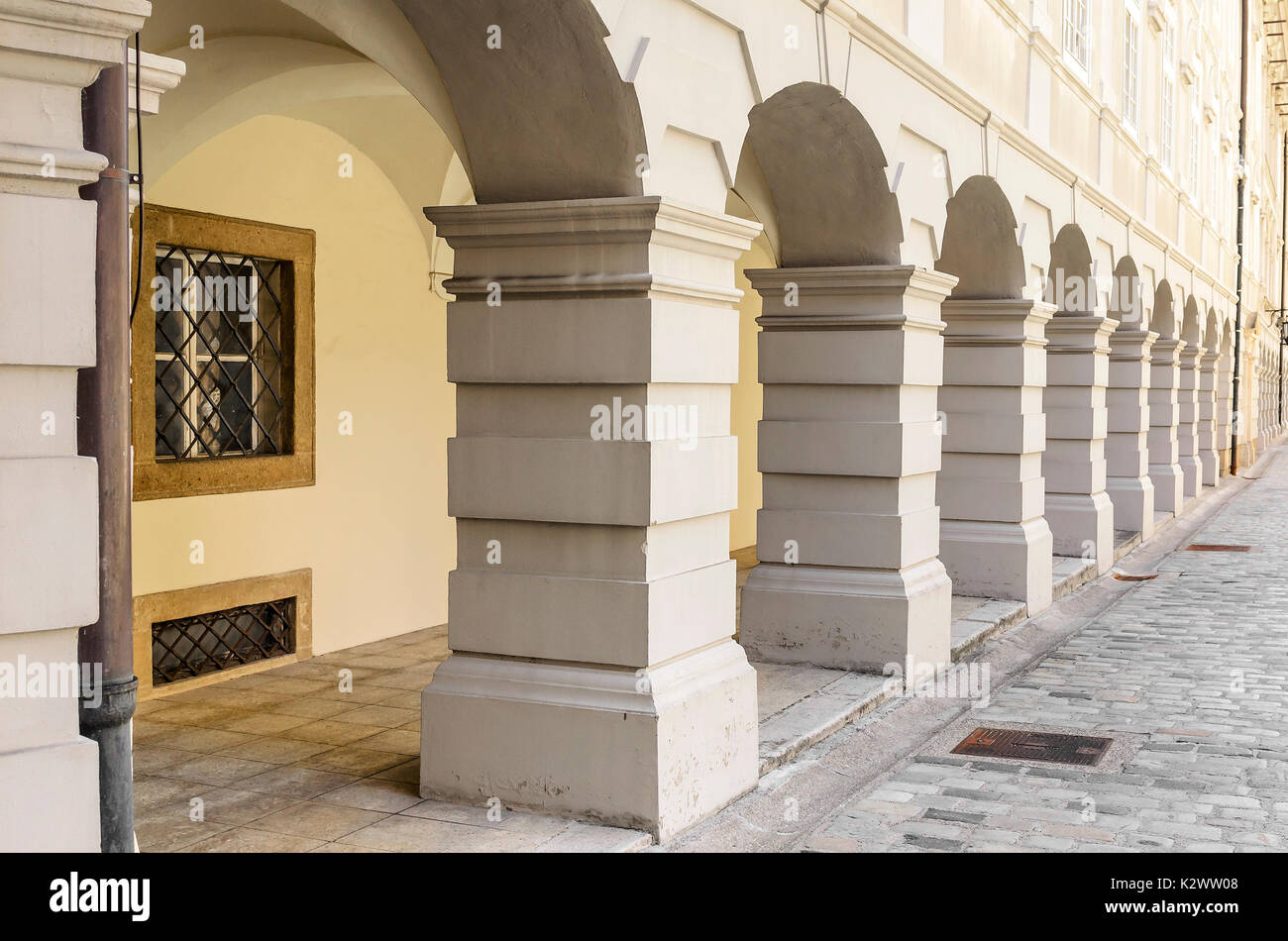 Building with a beautiful colonnade that adorns the facade Stock Photo ...