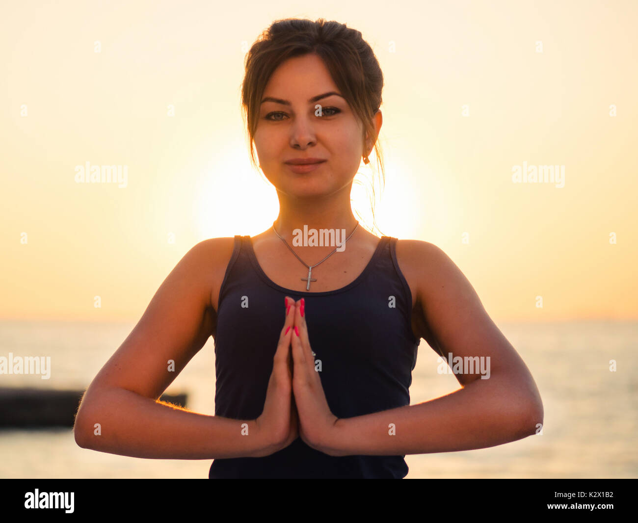 Indian girl namaste prayer hands hi-res stock photography and images ...