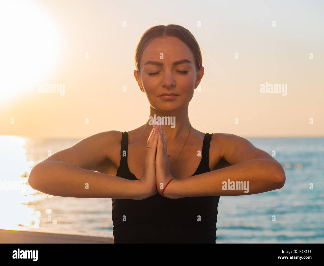 Beautiful Indian Woman In Namaste High Resolution Stock Photography and ...