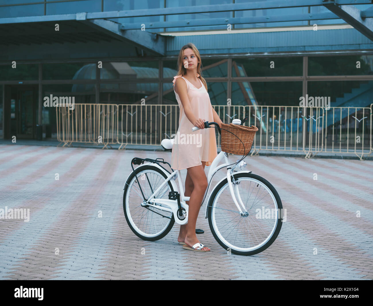 Girl With Dress Riding Bike High Resolution Stock Photography and ...